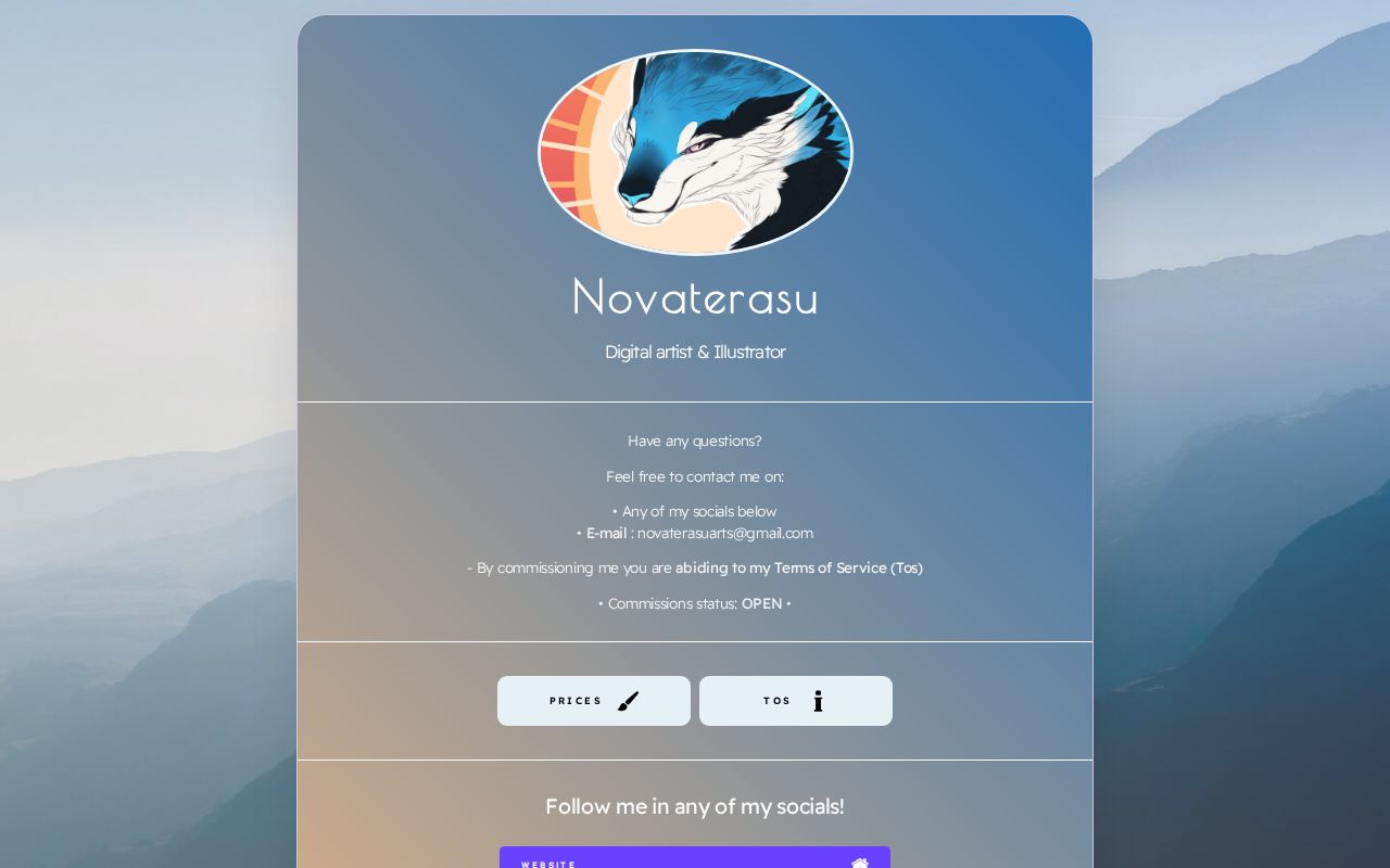 Novaterasu Contact and Commissions